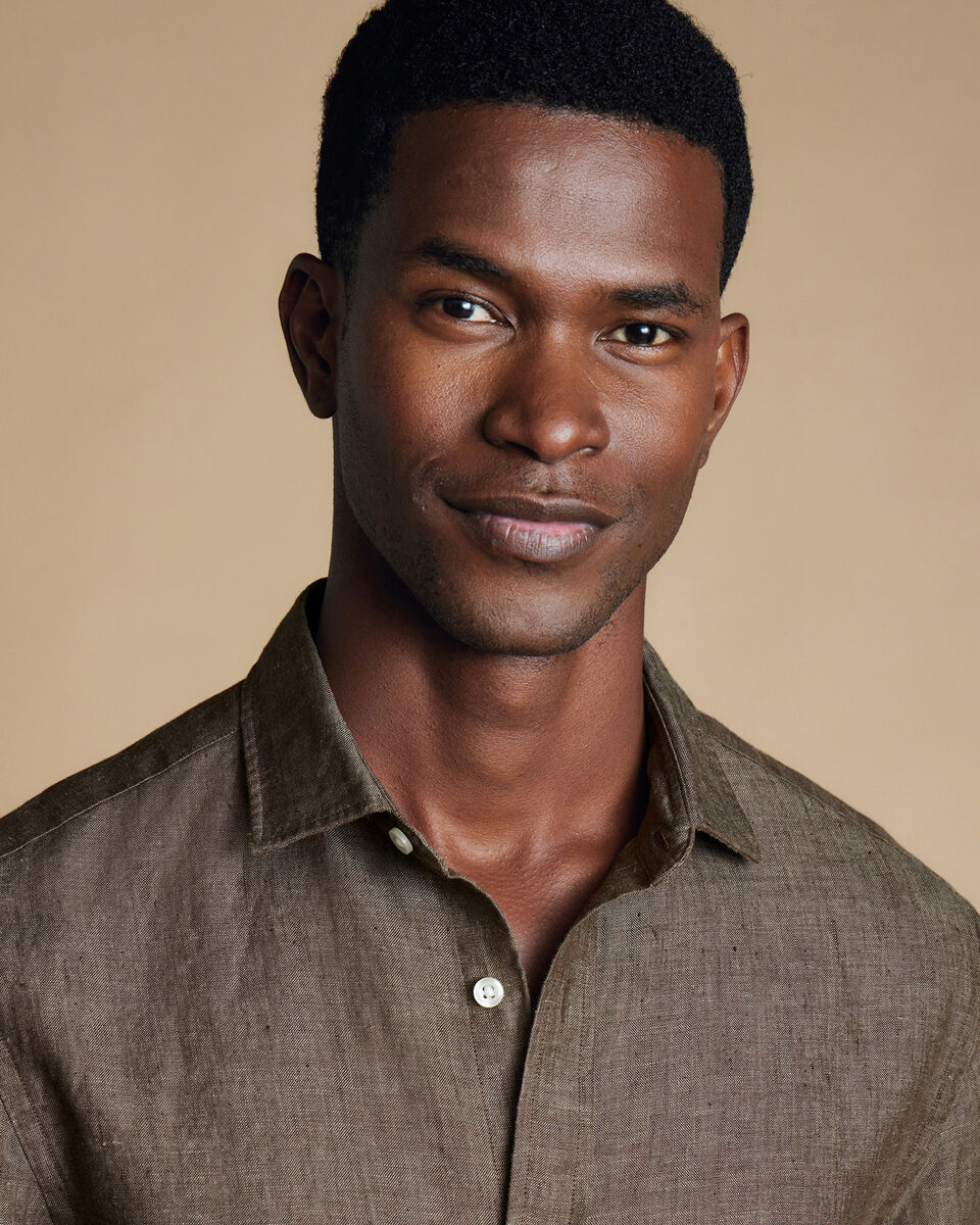 Pure Linen Shirt - Mocha | Charles Tyrwhitt