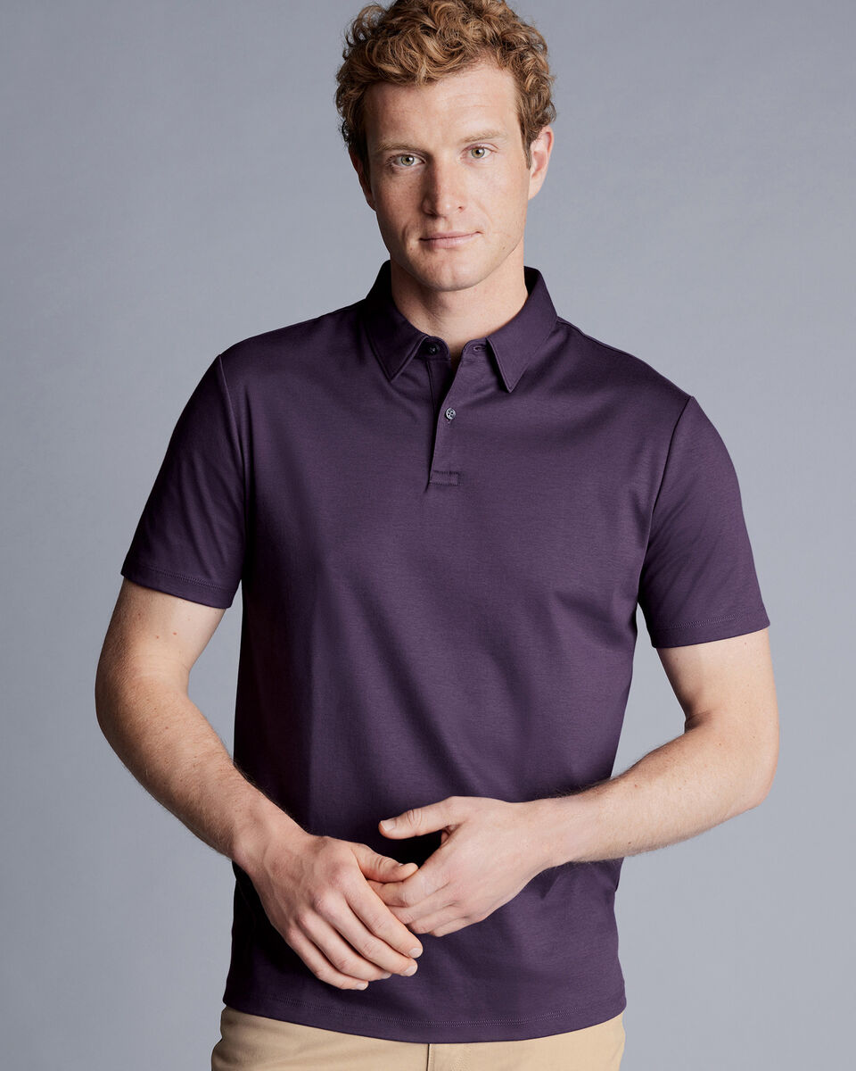 Polo En Jersey Smart - Mauve | Charles Tyrwhitt