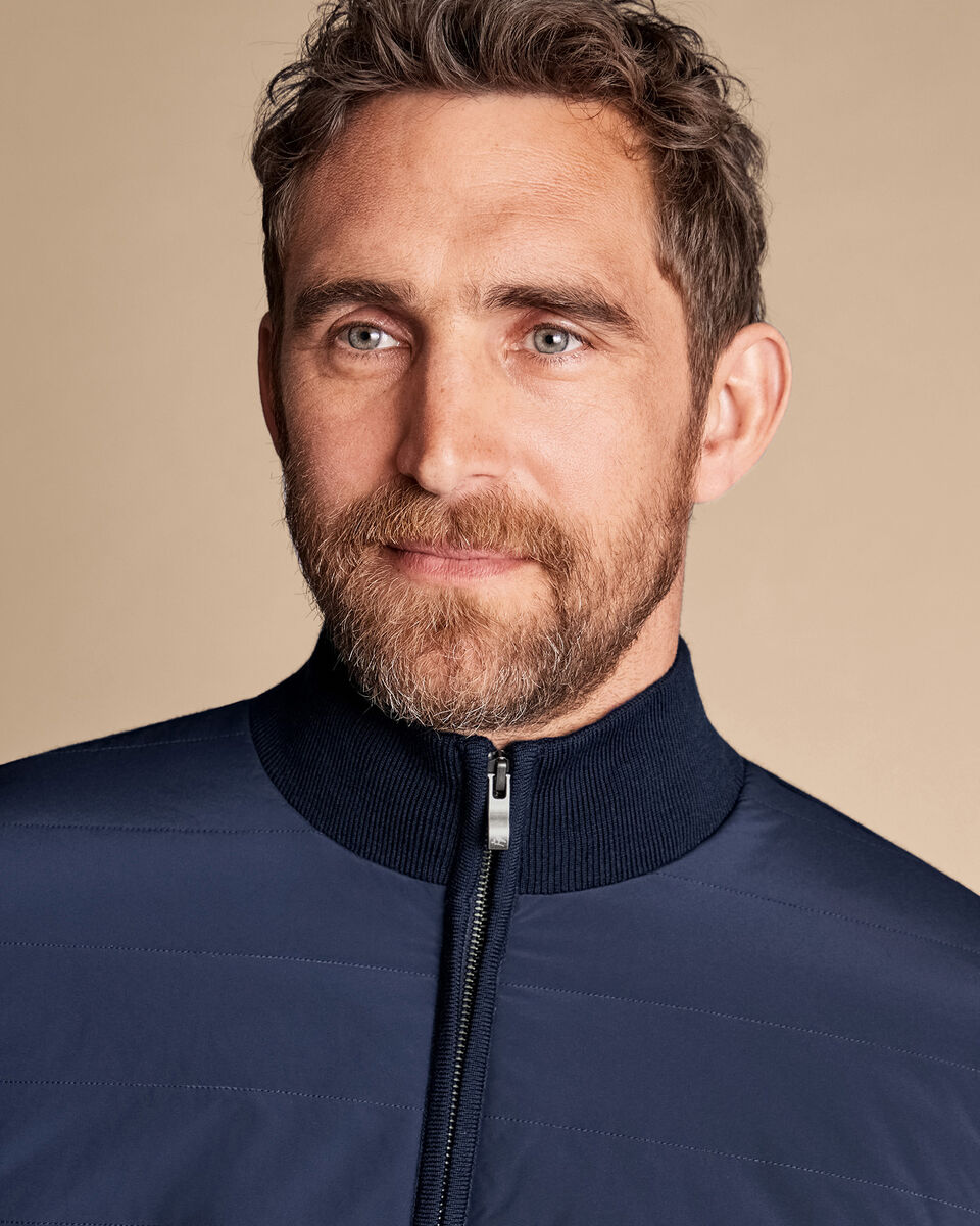 Merino Padded Funnel Neck Jacket - Navy | Charles Tyrwhitt