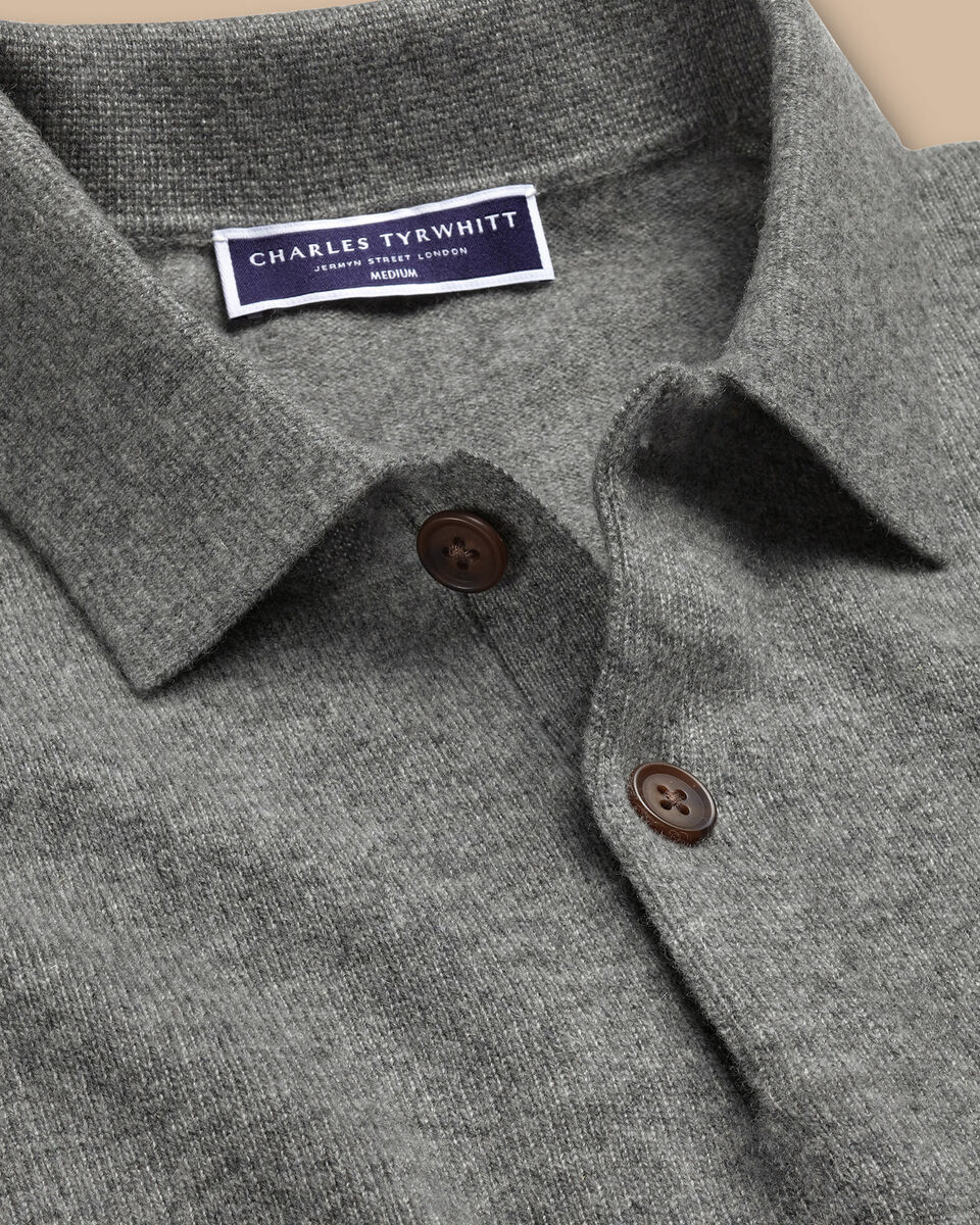 Cashmere Polo Sweater - Gray | Charles Tyrwhitt