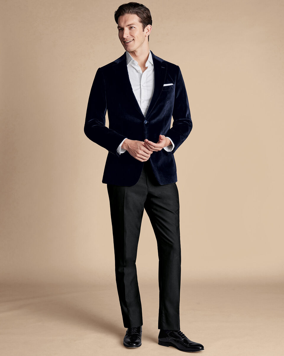 Italian Velvet Jacket - Navy | Charles Tyrwhitt