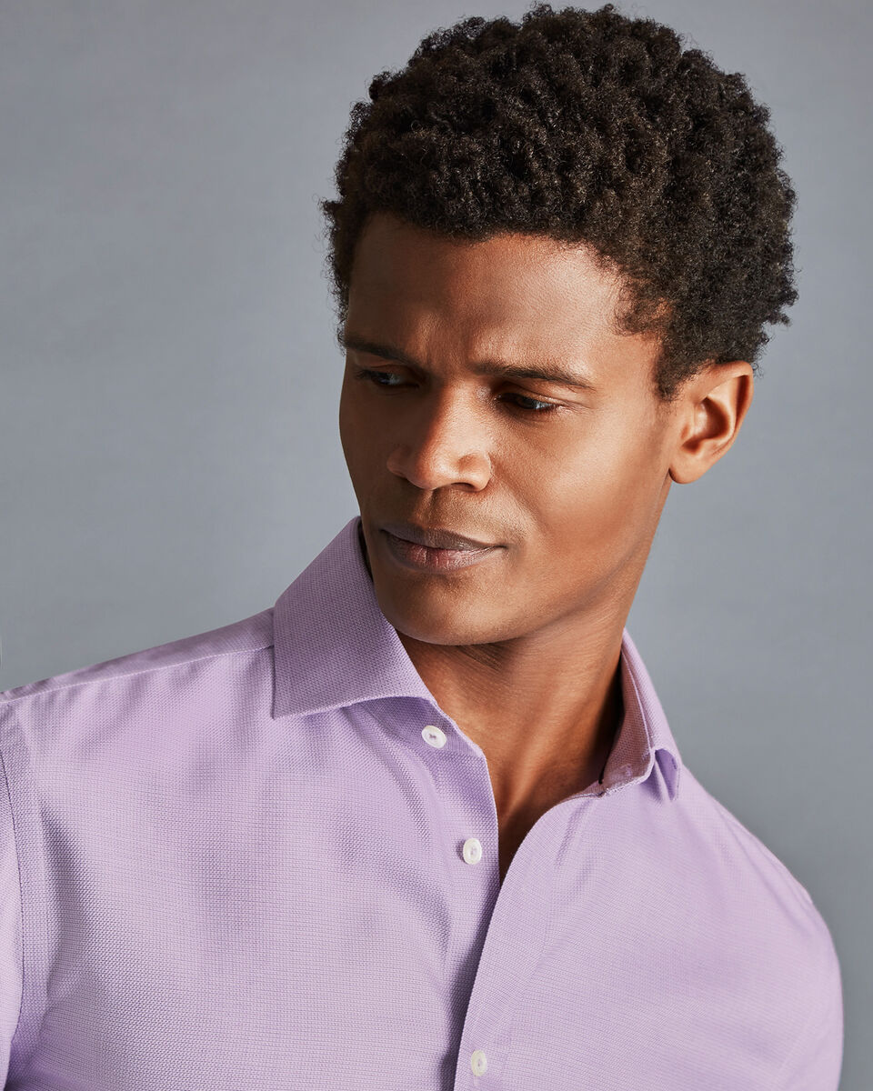 Cutaway Collar Non-Iron Richmond Weave Shirt - Mauve Purple | Charles ...
