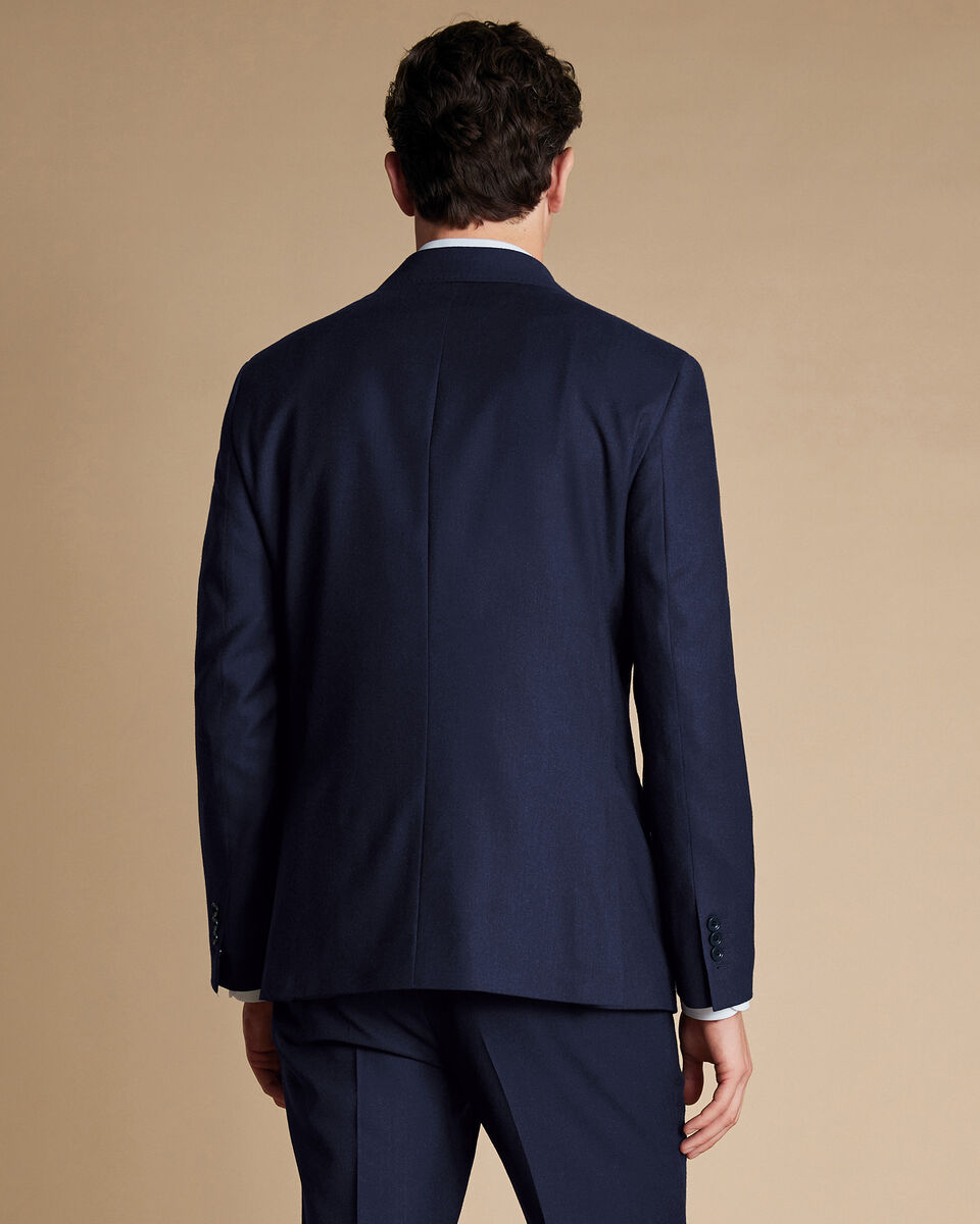 Double Breasted Italian Flannel Suit Jacket - Indigo Blue | Charles Tyrwhitt