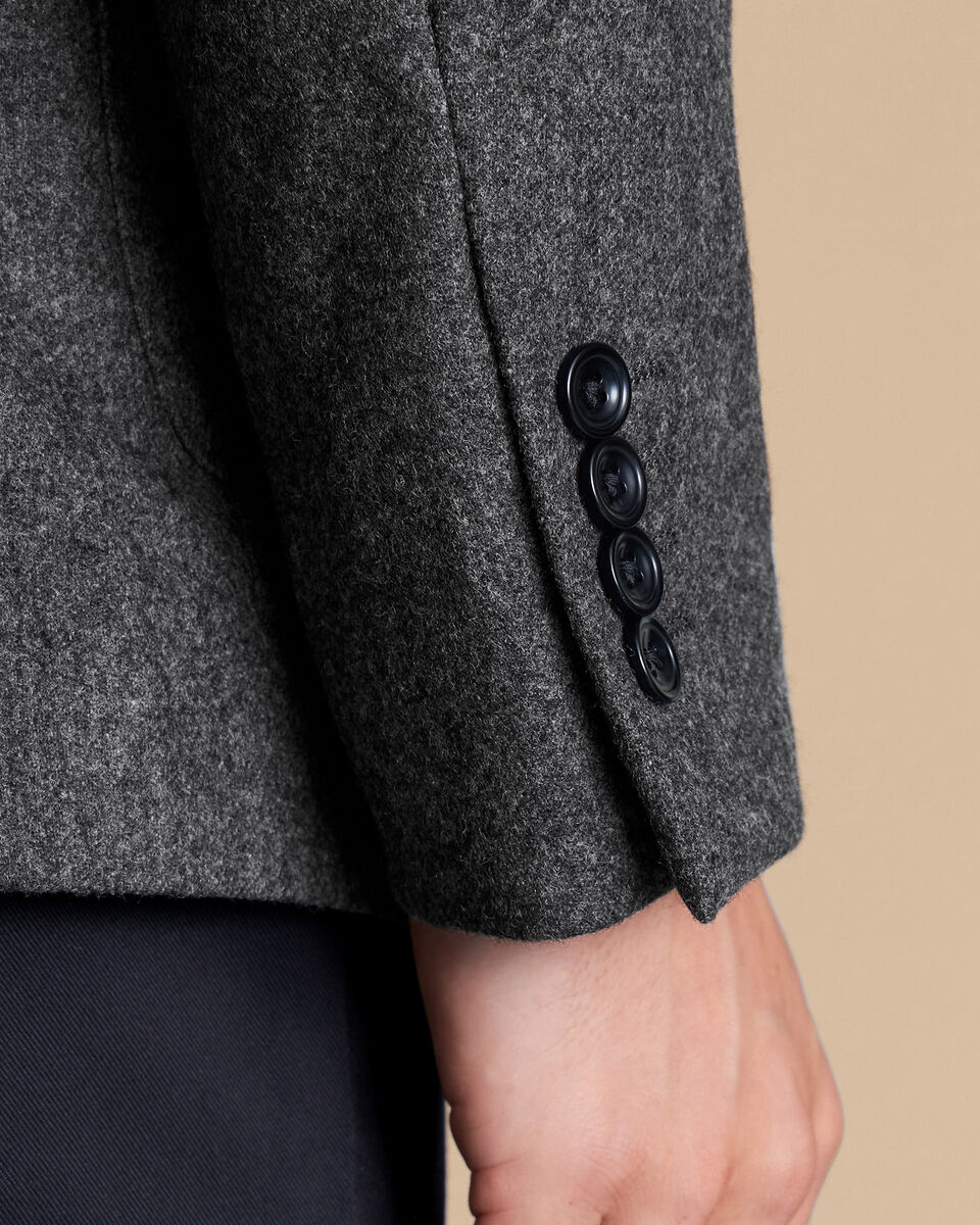 Unstructured Wool Twill Jacket - Charcoal Grey | Charles Tyrwhitt