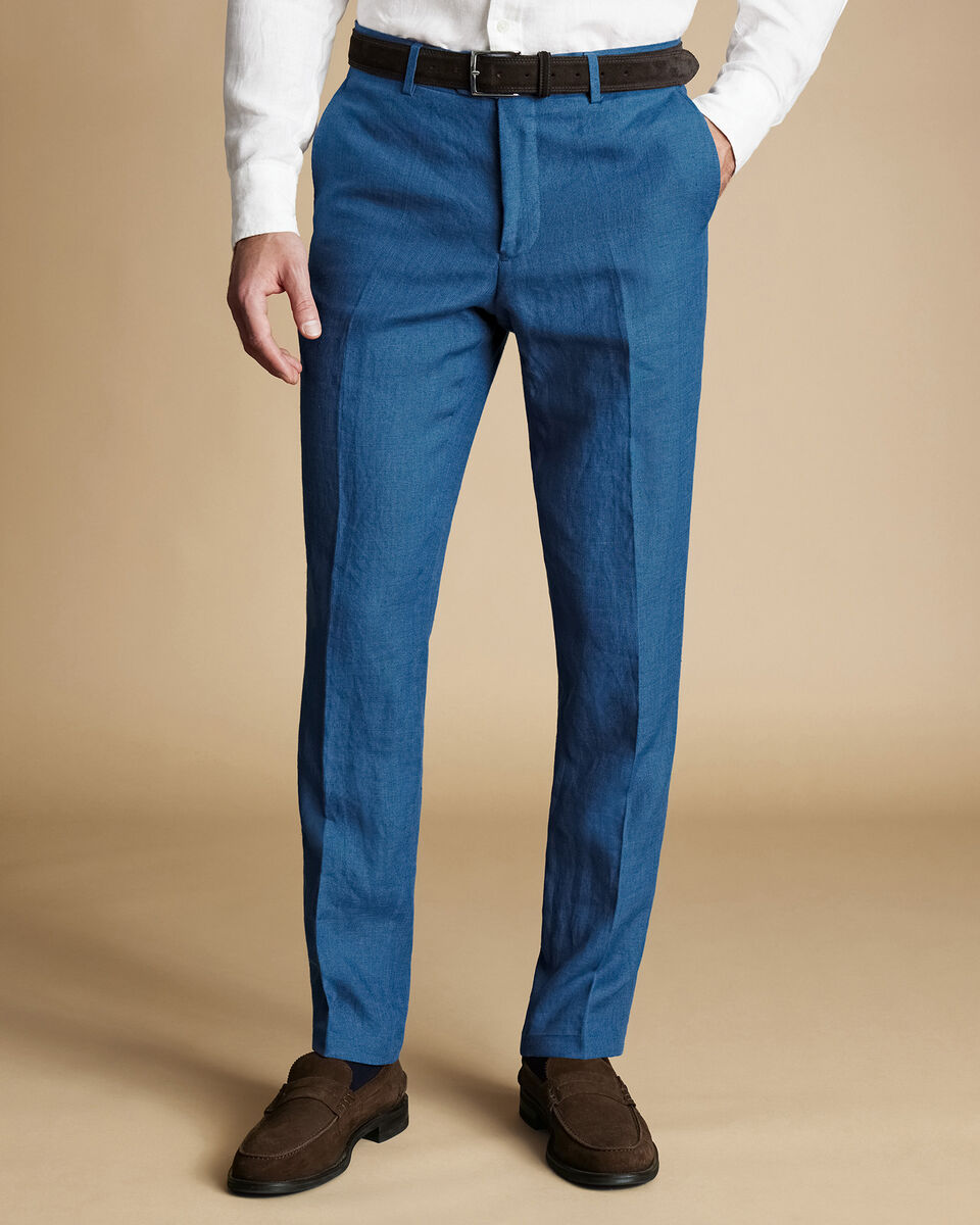 Linen Pants - Royal Blue | Charles Tyrwhitt
