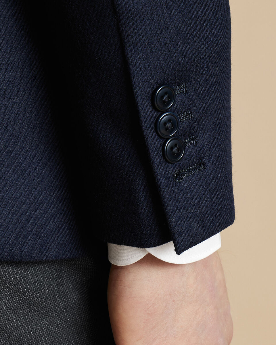 Wool Silk Double Breasted Jacket - French Navy | Charles Tyrwhitt