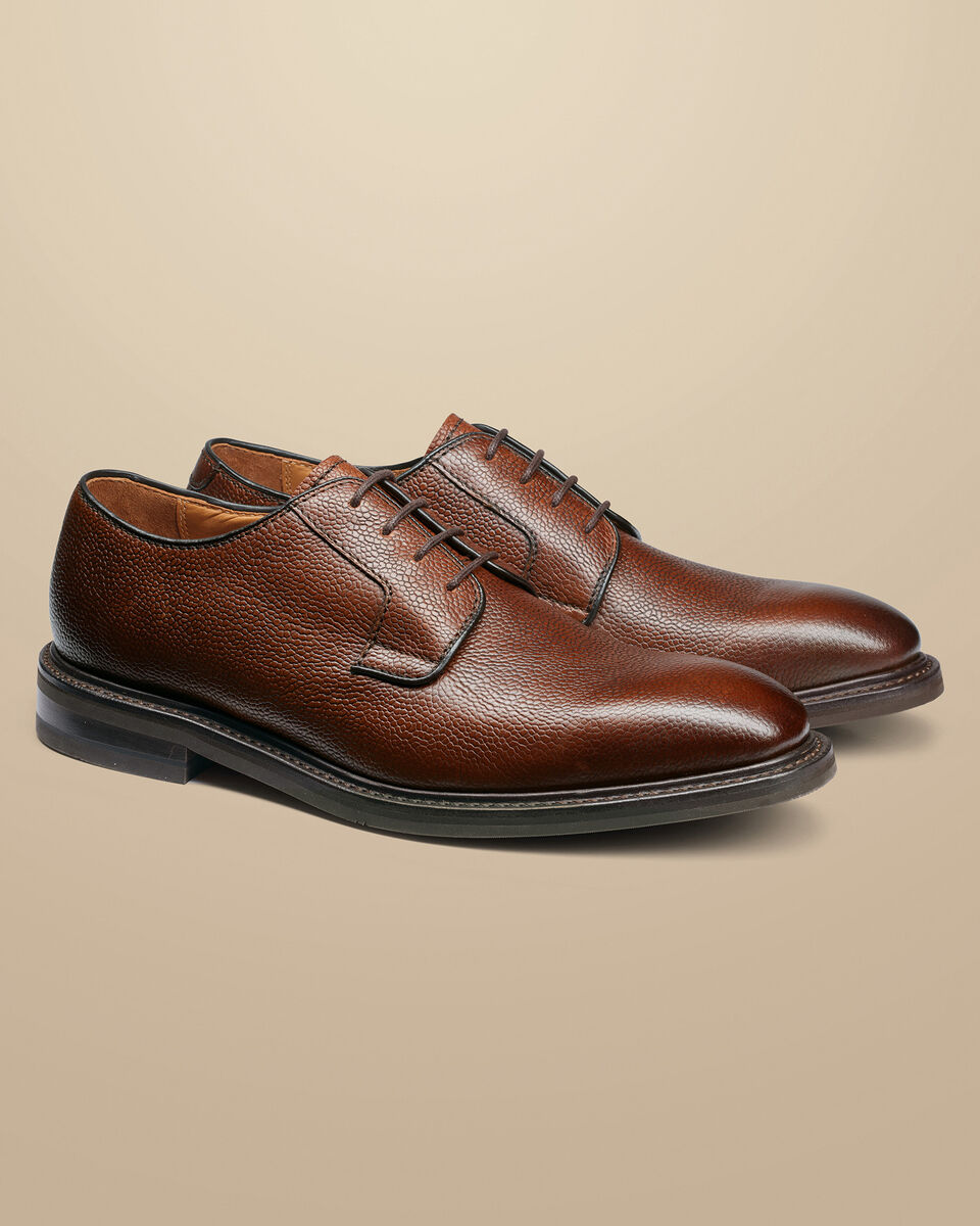 Grain Leather Derby Rubber Sole Shoe - Chestnut Brown | Charles Tyrwhitt