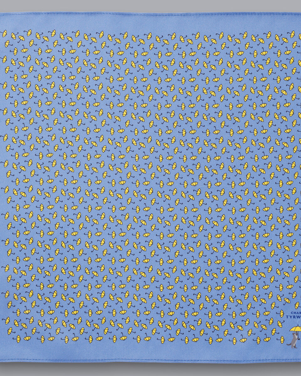 Raining Cats And Dogs Print Silk Pocket Square - Cornflower Blue ...