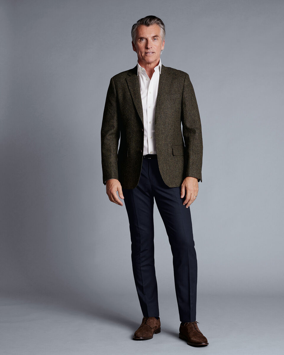 Textured Wool Jacket - Forest Green | Charles Tyrwhitt