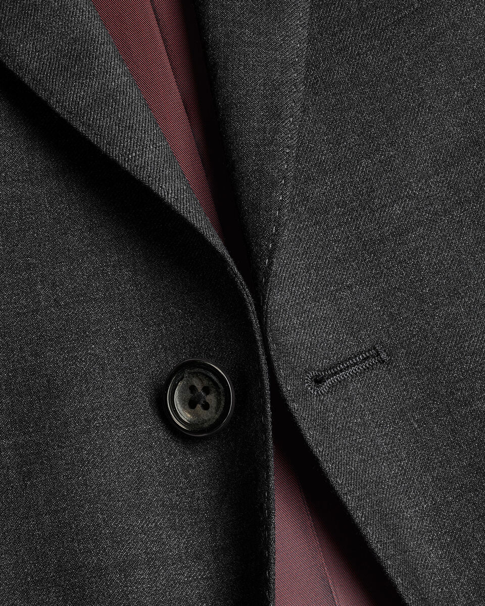 Natural Stretch Twill Suit Jacket - Charcoal | Charles Tyrwhitt
