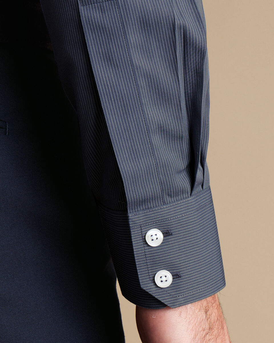 Cutaway Collar Non-Iron Poplin Hairline Stripe Shirt - Heather Blue ...