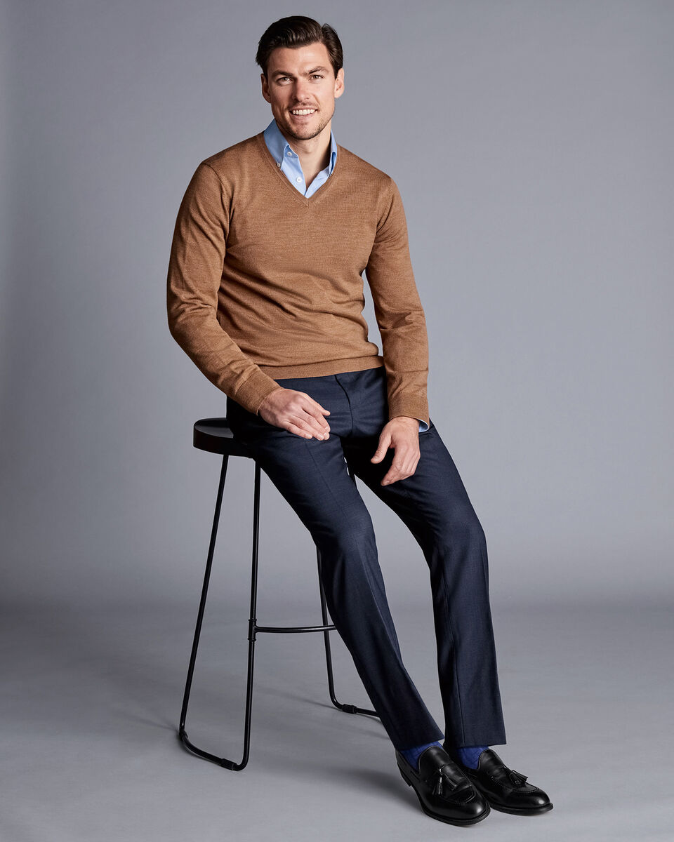 Smart Italian Luxury Pants - Ink Blue | Charles Tyrwhitt