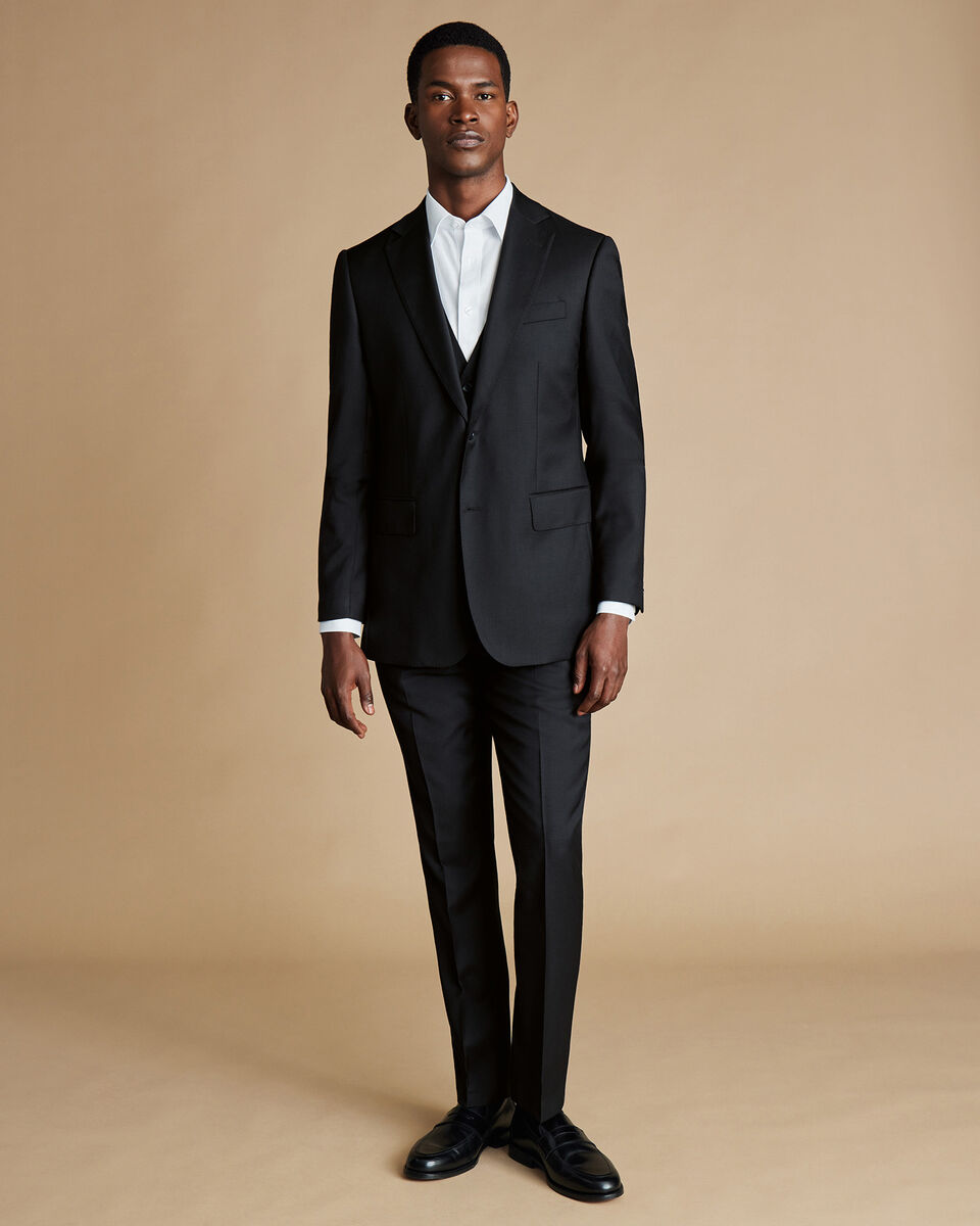 Natural Stretch Twill Suit - Black | Charles Tyrwhitt