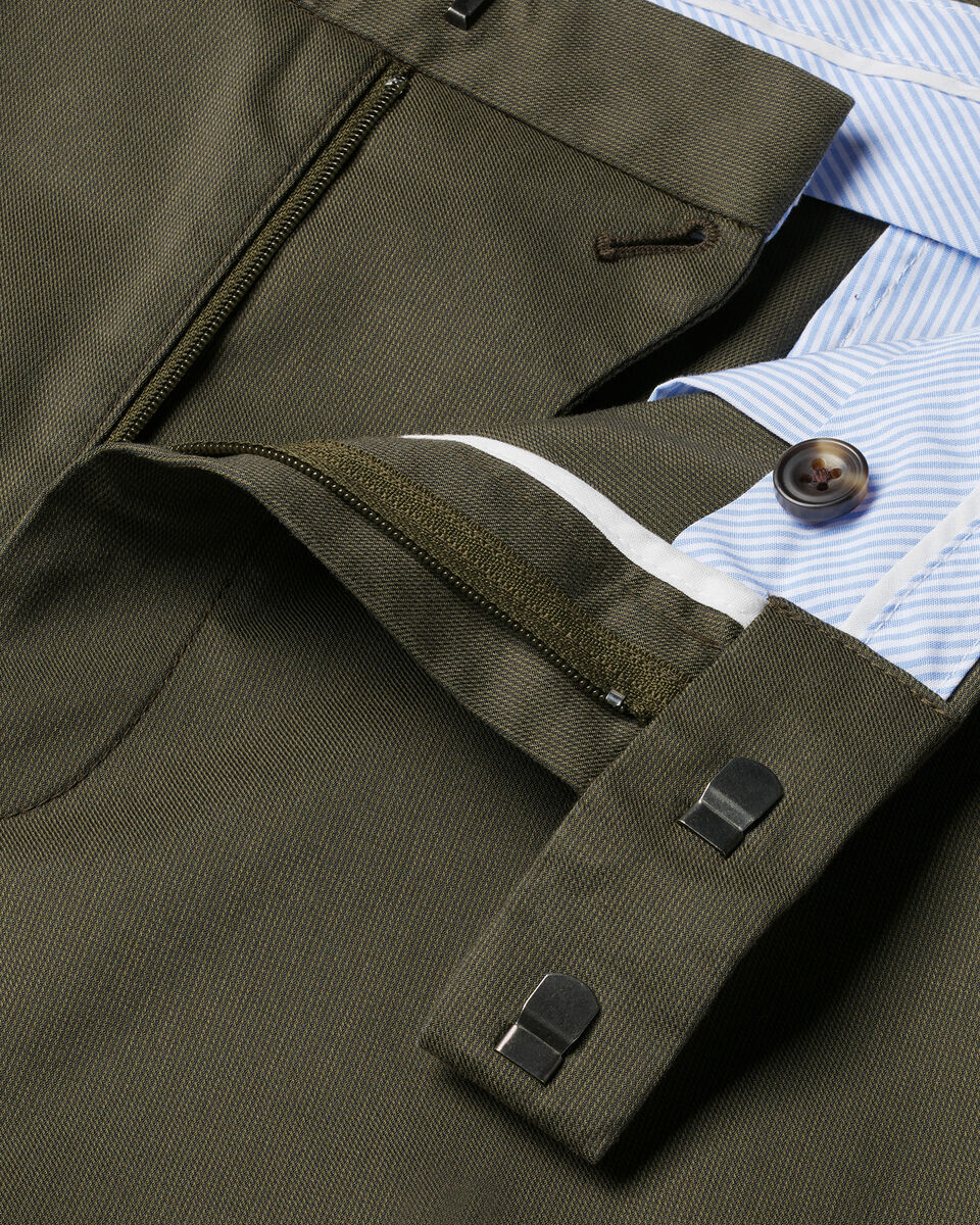Smart Stretch Texture Pants - Olive Green | Charles Tyrwhitt