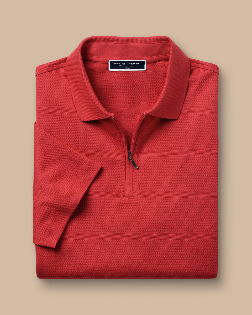 Textured Tyrwhitt Cool Polo - Coral Pink | Charles Tyrwhitt