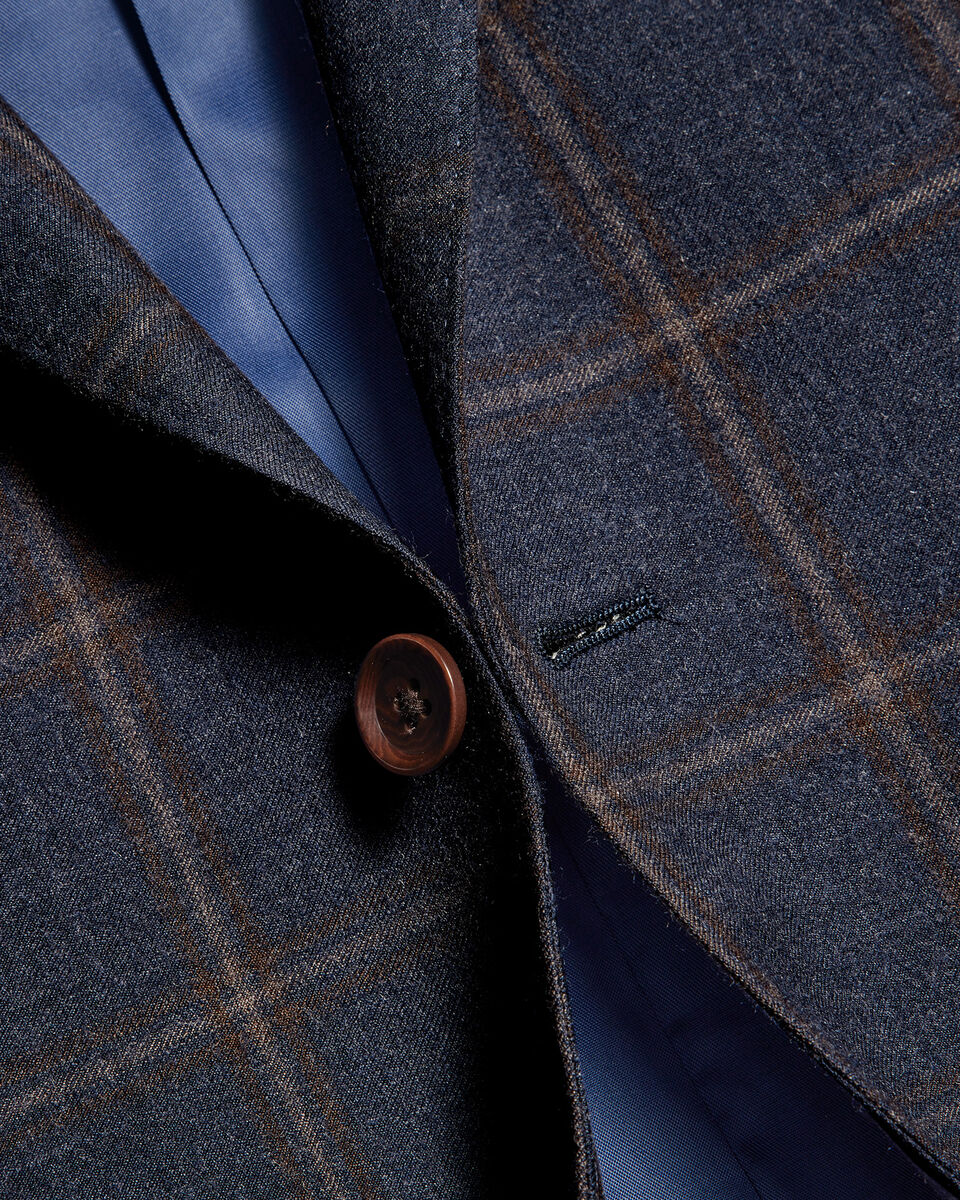 Check Windowpane Wool Texture Jacket - Steel Blue | Charles Tyrwhitt