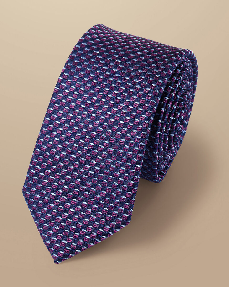 Cravate fine en soie à motif semi-uni - Violet mûre | Charles Tyrwhitt