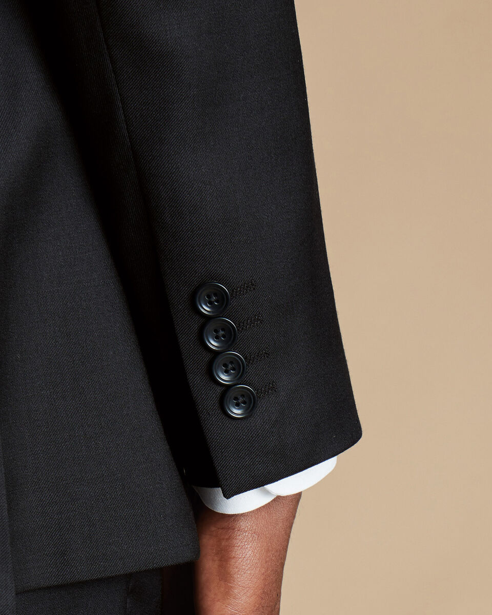 Natural Stretch Twill Suit Jacket - Black | Charles Tyrwhitt