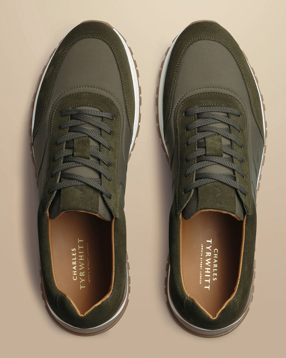 Textile Trainers - Olive Green | Charles Tyrwhitt