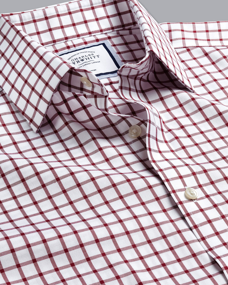 Non-Iron Twill Check Shirt - Berry | Charles Tyrwhitt