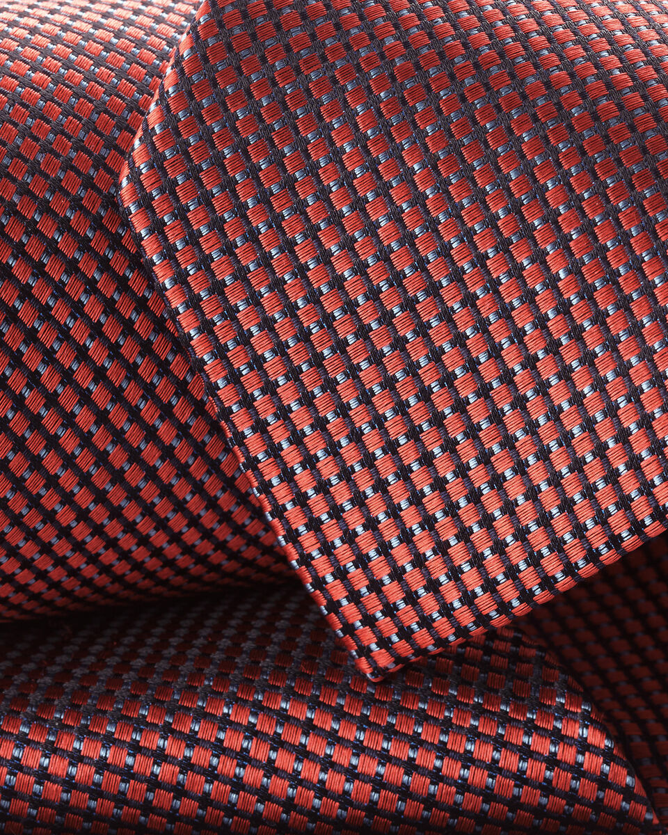 Semi Plain Silk Pattern Tie - Coral Pink | Charles Tyrwhitt