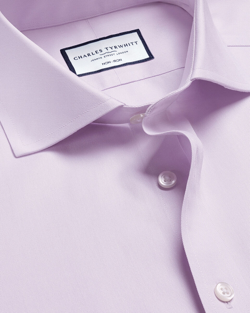 Cutaway Collar Non-Iron Twill Shirt - Lilac Purple | Charles Tyrwhitt