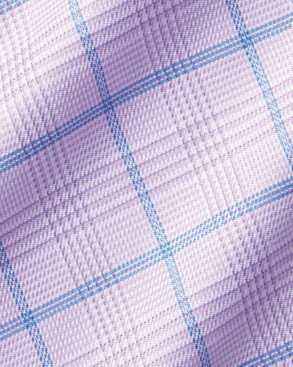 Semi-Spread Collar Egyptian Cotton Prince Of Wales Check Shirt - Lilac ...