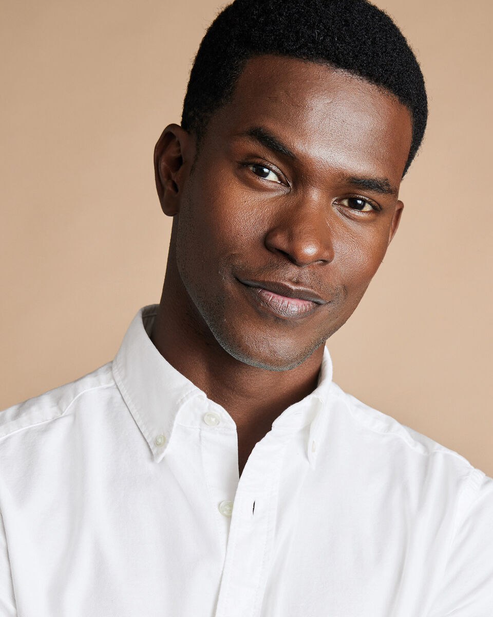 Washed Oxford Short Sleeve Shirt - White | Charles Tyrwhitt