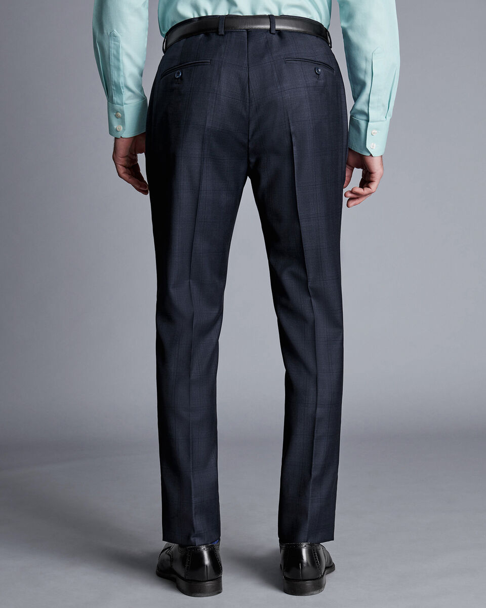 Ultimate Performance Check Suit Pants - Navy | Charles Tyrwhitt