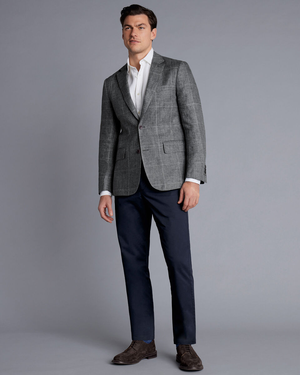 Linen Check Jacket - Light Grey | Charles Tyrwhitt