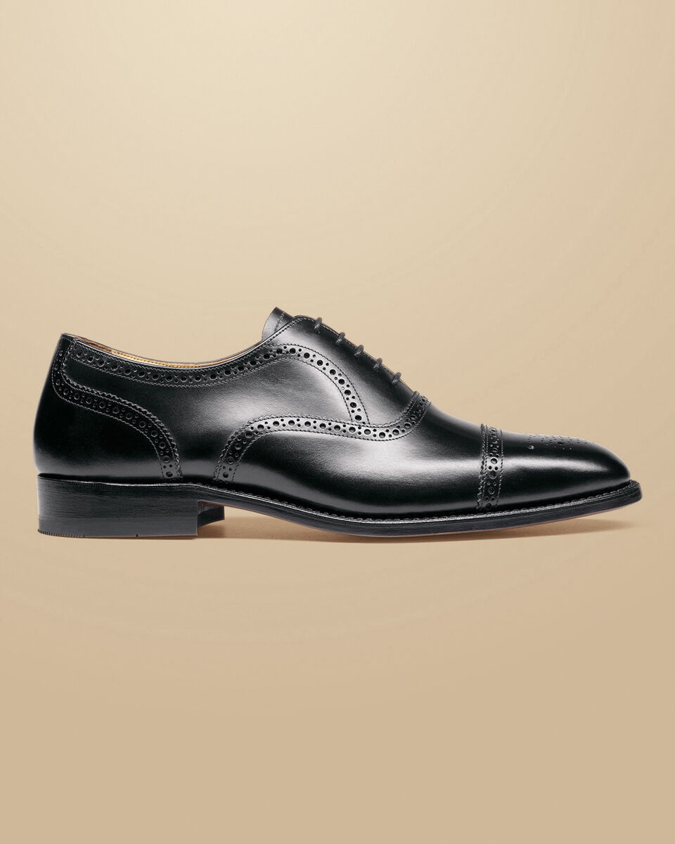 Leather Oxford Brogue Shoes - Black | Charles Tyrwhitt