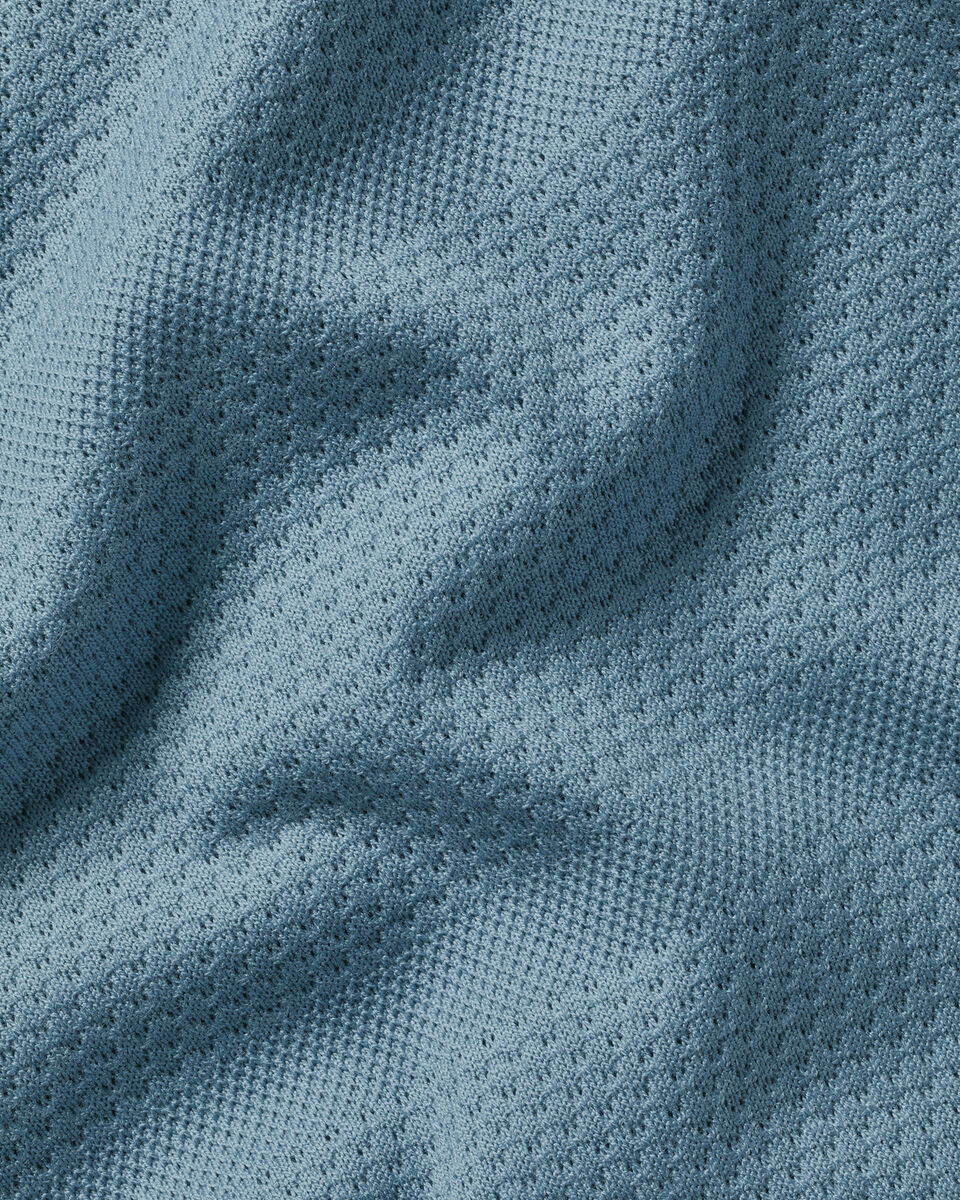 Performance Textured Zip-Neck Polo - Blue | Charles Tyrwhitt