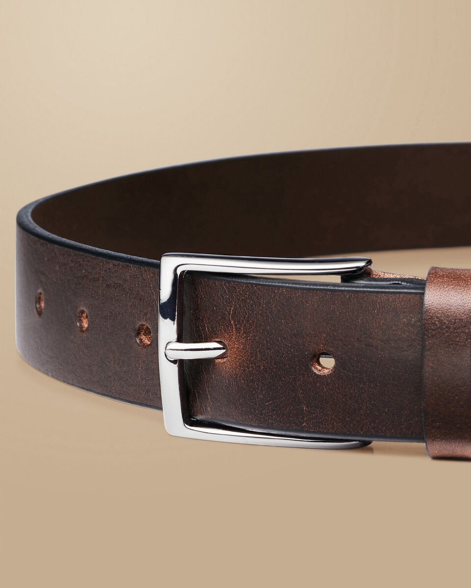 Leather Chino Belt - Chocolate Brown | Charles Tyrwhitt