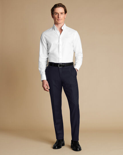 Twill Wool Stretch Trousers - Navy | Charles Tyrwhitt