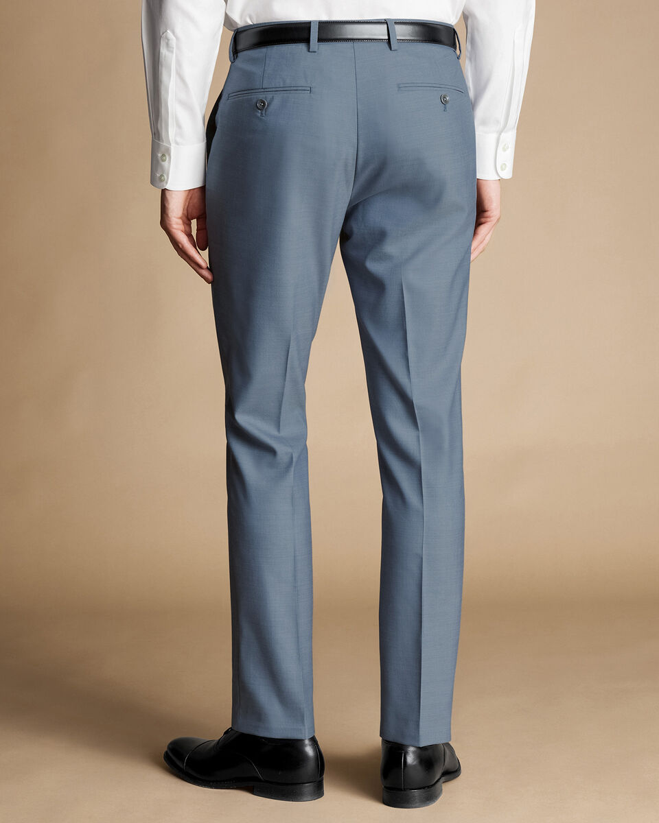 Ultimate Performance Sharkskin Suit Pants - Mid Blue | Charles Tyrwhitt