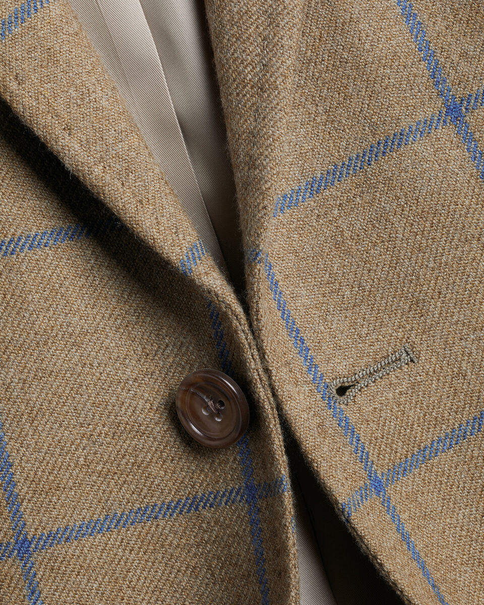 Windowpane Wool Texture Jacket - Taupe | Charles Tyrwhitt