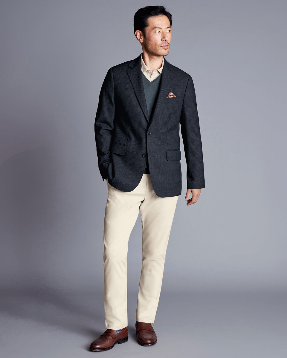 Wool Check Jacket - Denim Blue | Charles Tyrwhitt