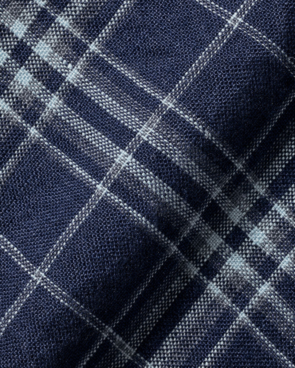 Pure Linen Check Shirt - French Blue | Charles Tyrwhitt