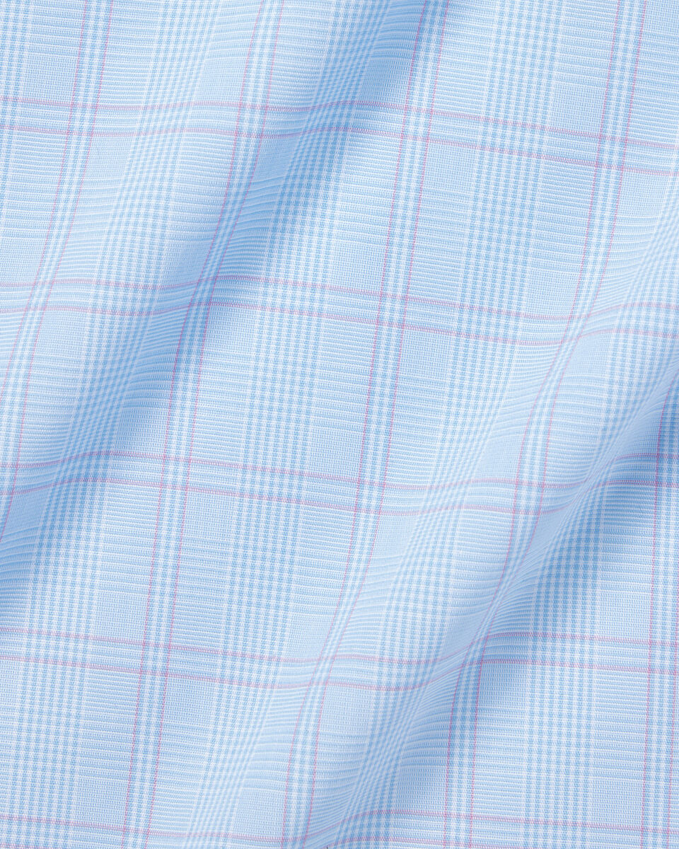 Non-Iron Prince Of Wales Check Shirt - Light Blue | Charles Tyrwhitt