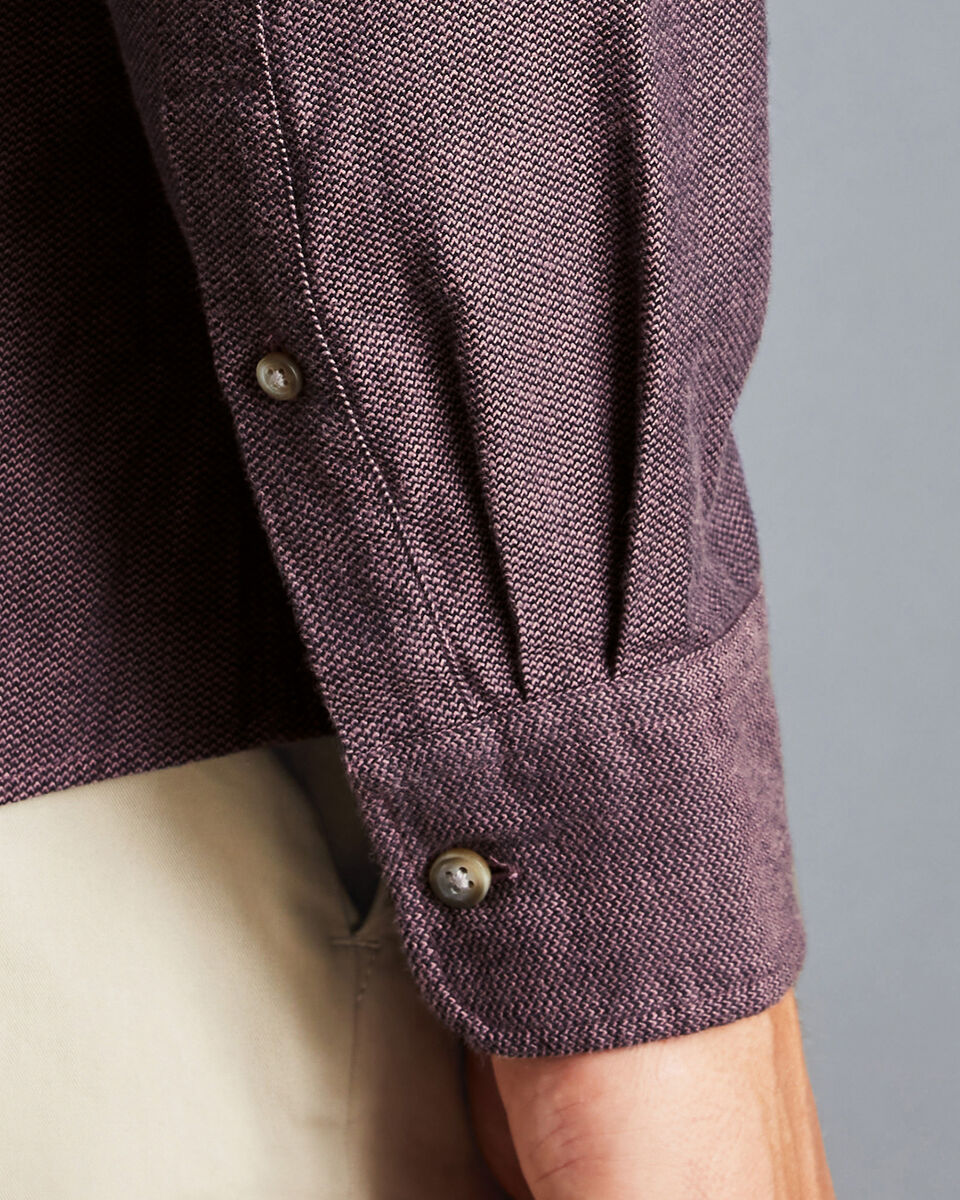 Button-Down Collar Arrow Dobby Brushed Flannel Shirt - Grape Purple ...