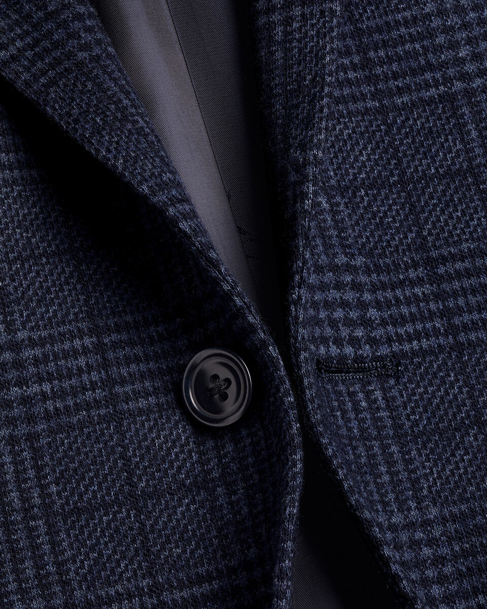 Prince of Wales Check Jersey Jacket - Denim Blue | Charles Tyrwhitt