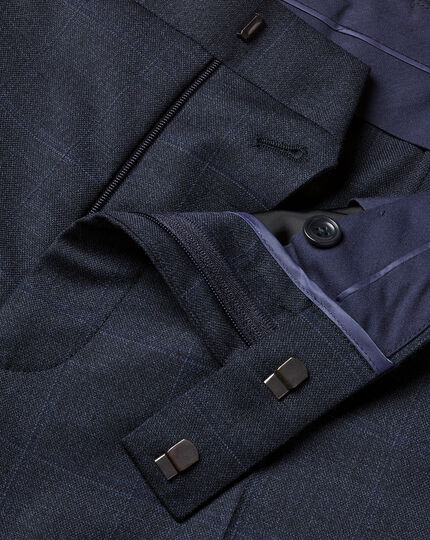 Windowpane Check Suit Pants - Indigo Blue | Charles Tyrwhitt