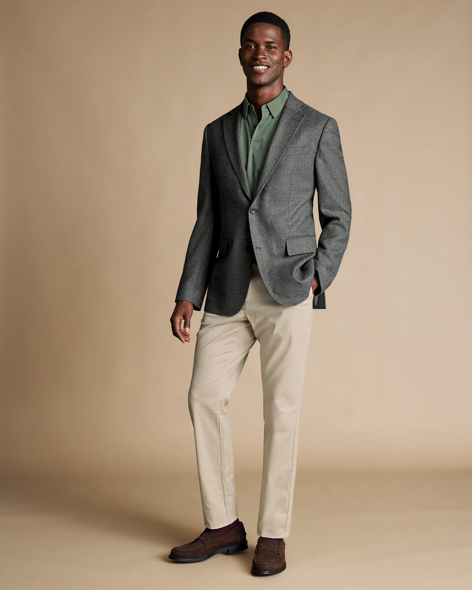 Twill Wool Texture Jacket - Gray | Charles Tyrwhitt