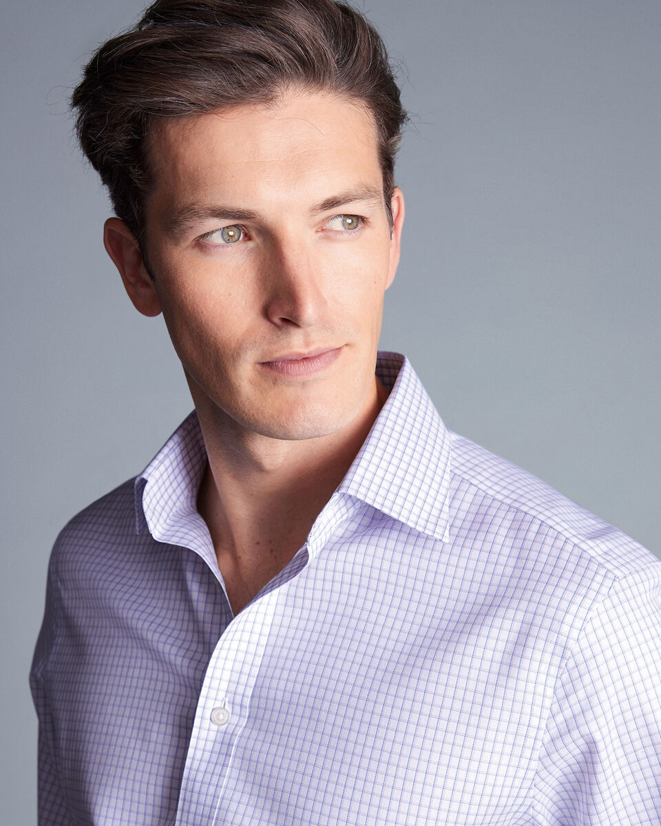 Non-Iron Two Colour Check Shirt - Lilac Purple | Charles Tyrwhitt
