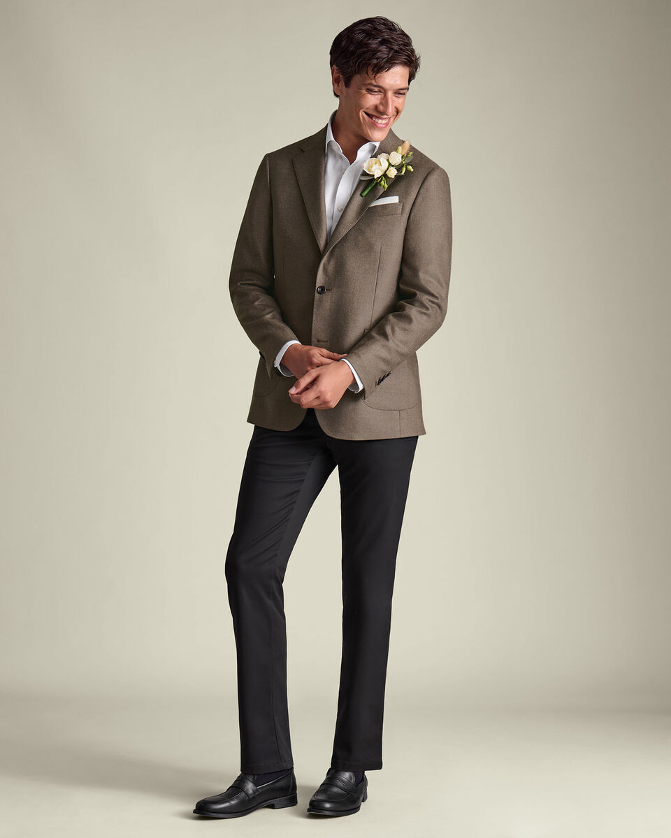 Wool Silk Jacket - Mocha | Charles Tyrwhitt