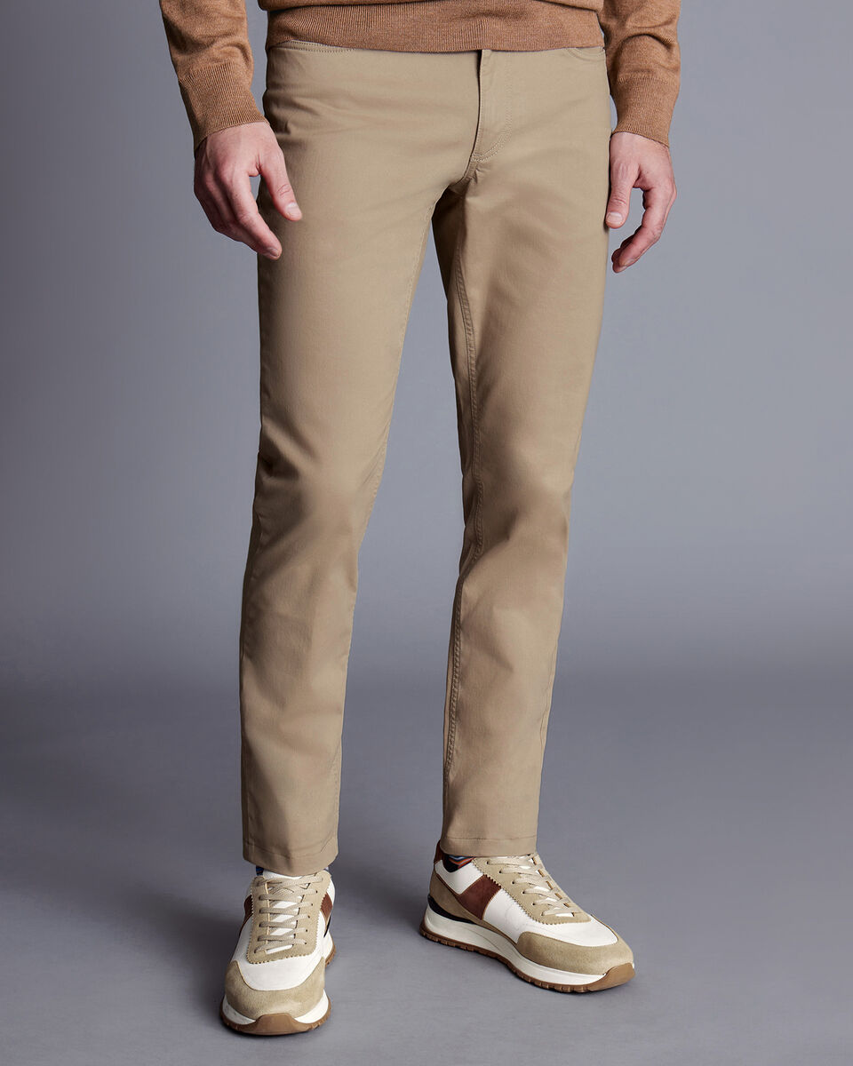 Twill 5 Pocket Jeans - Oatmeal | Charles Tyrwhitt
