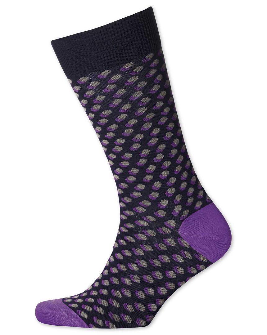 Navy shadow spot socks | Charles Tyrwhitt