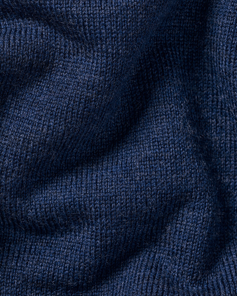 Pure Merino Quarter Zip Sweater - Ink Blue | Charles Tyrwhitt