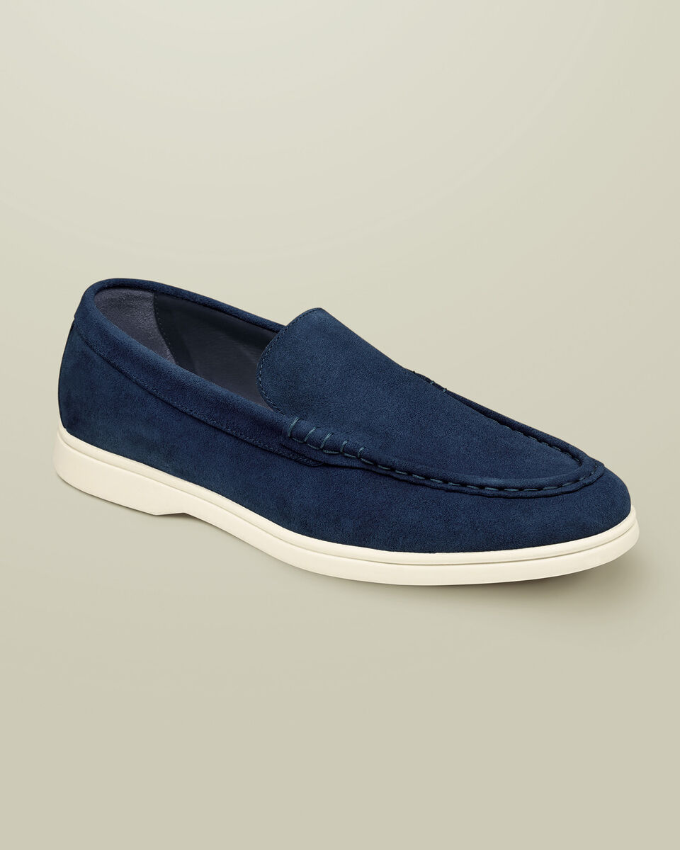 Suede Slip-On Loafer - French Blue | Charles Tyrwhitt