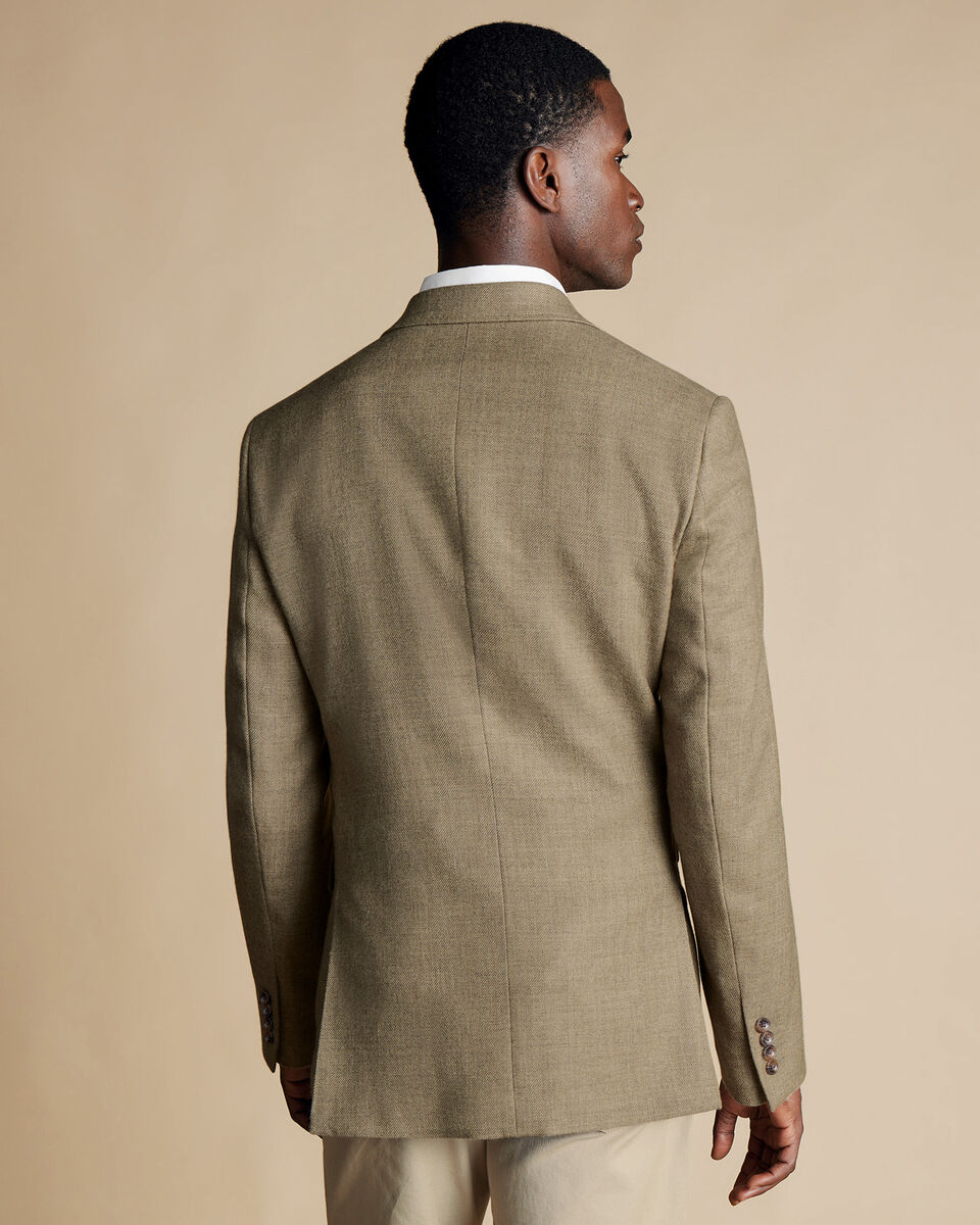 Twill Wool Texture Jacket - Oatmeal | Charles Tyrwhitt